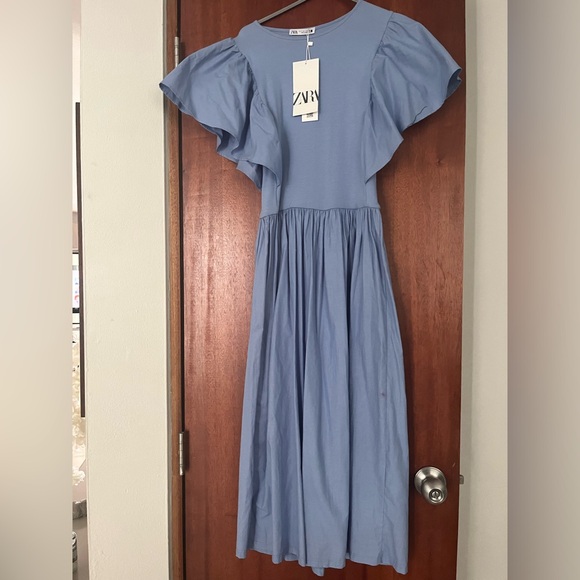 Zara | Dresses | Zara Blue Cottage Core Dress | Poshmark